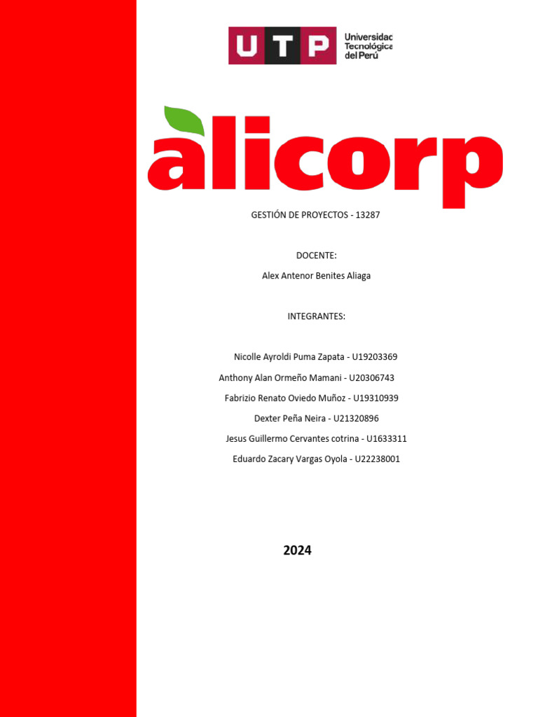 Alicorp Grupo13 Gestion Proyecto | Descargar gratis PDF | Business | Calidad (comercial)