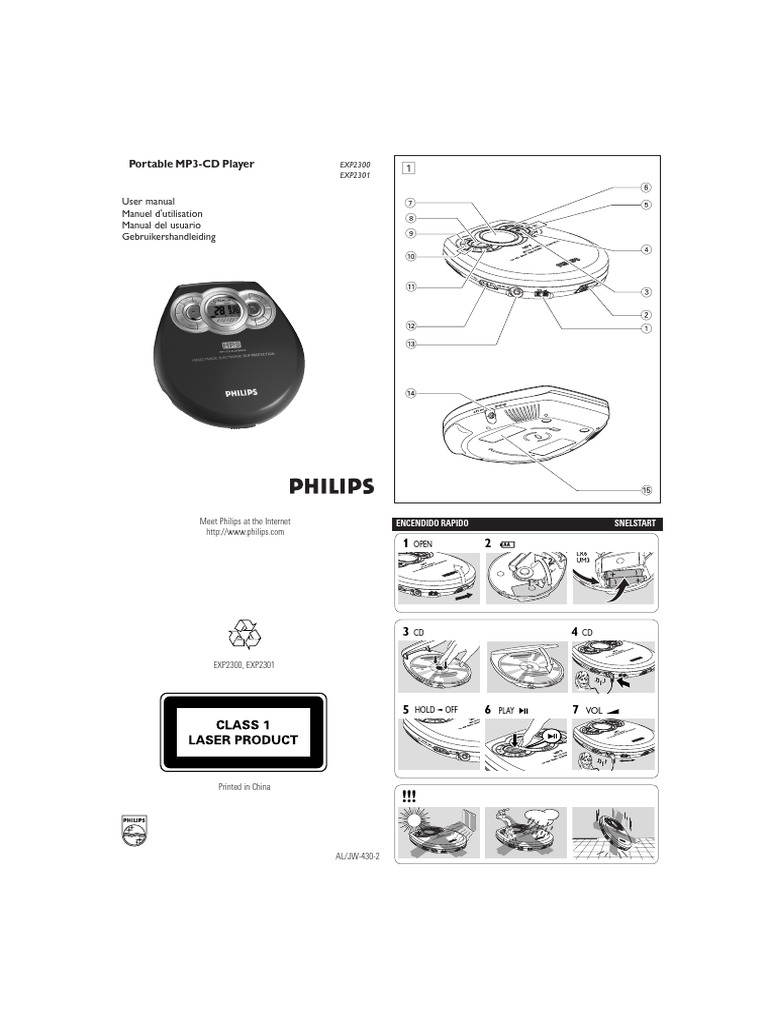 Philips EXP2301 Discman | PDF | Disco compacto | Mp3