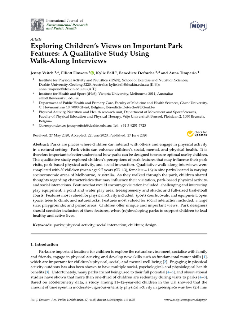 Exploring Children's Views On Important Park Features - A Qualitative ...