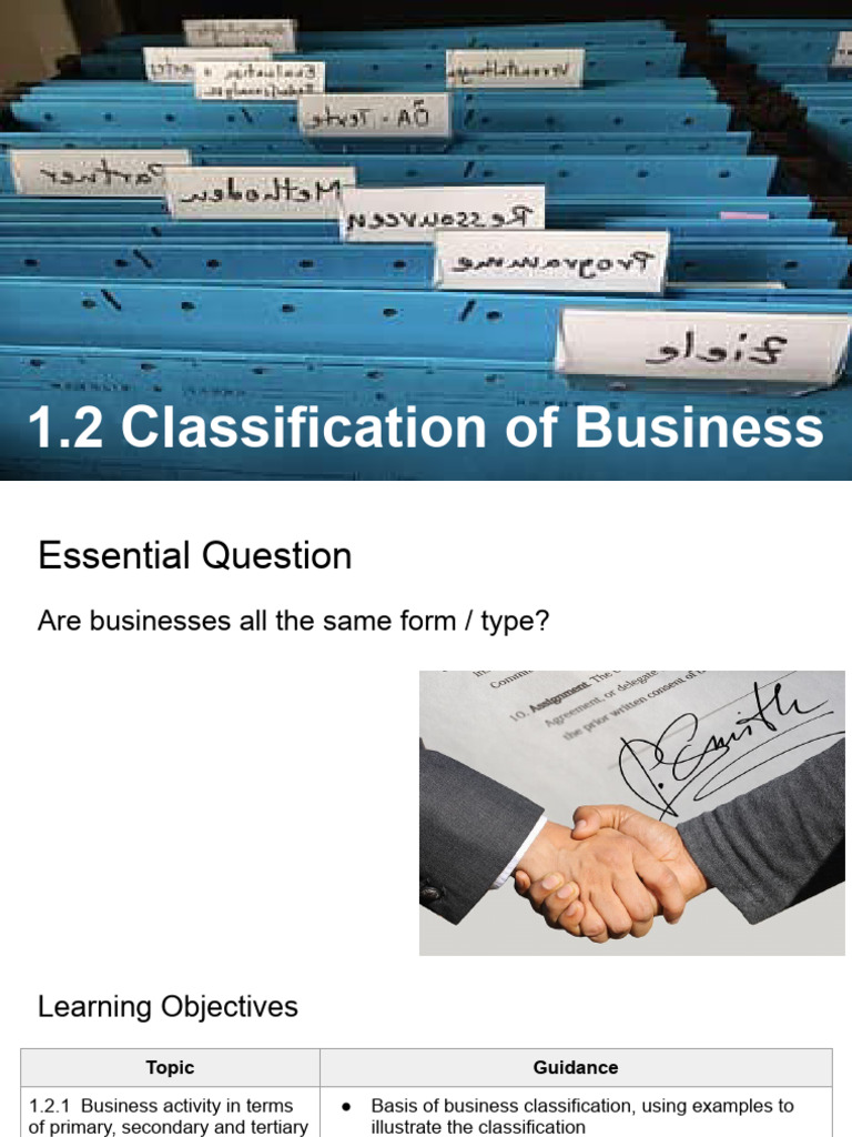 1.2 Classification of Business | PDF | Free Market | Tertiary Sector Of ...