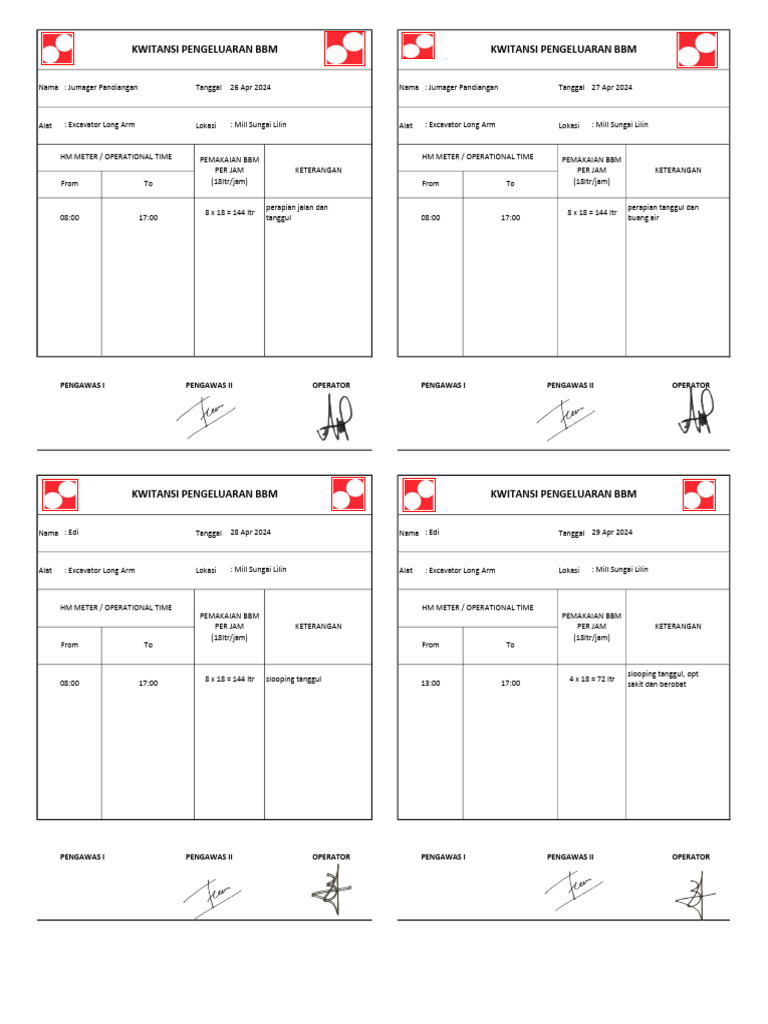 Kwitansi BBM Long Arm | PDF