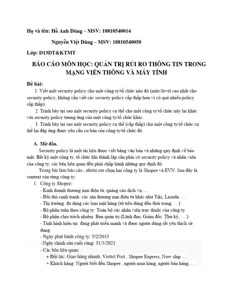 L?P - D13DT&ktmt B?o C?o M?N H?C - Qu?n TR? R?i Ro TH?NG Tin Trong | PDF