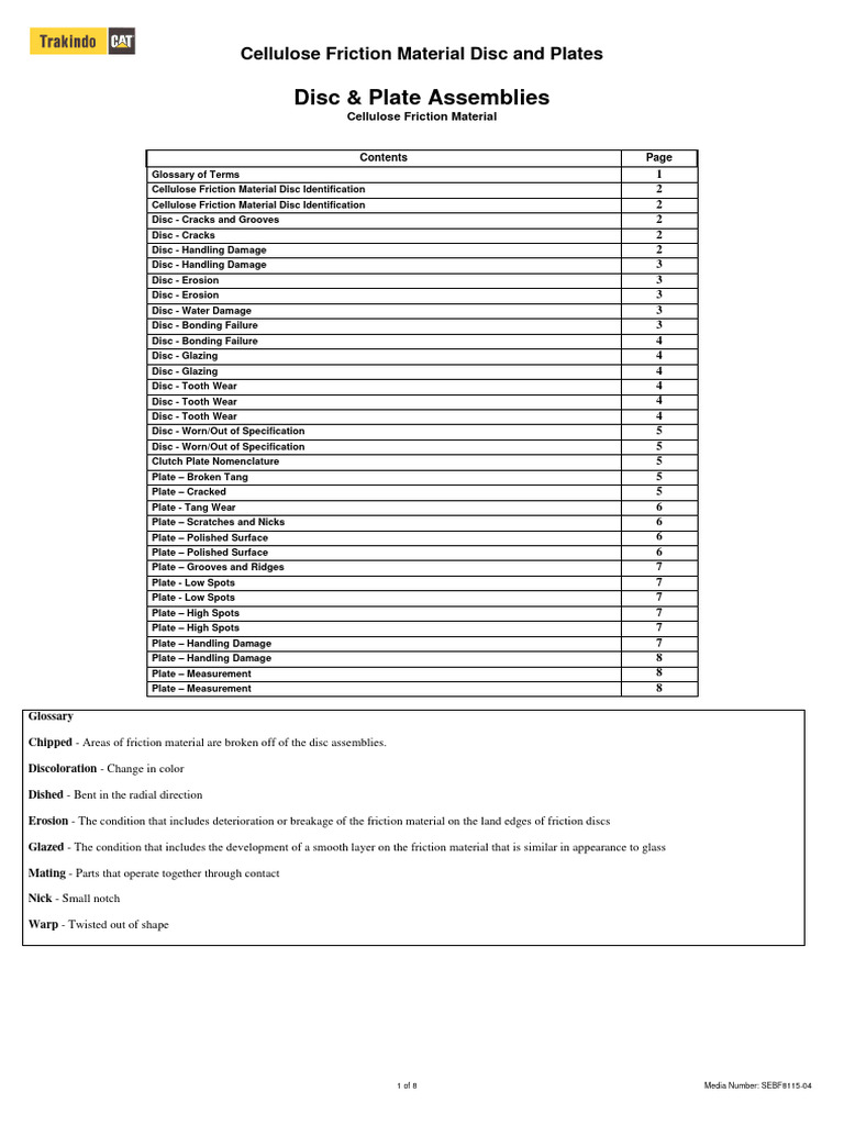 Cellulose Friction Material Disc & Plate Assemblies | PDF | Clutch ...
