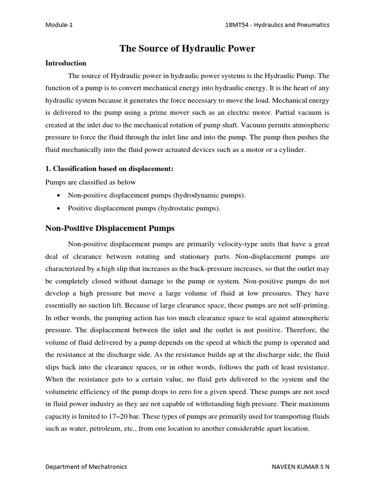 M-1 - Hydraulic Pumps | PDF | Pump | Fluid Mechanics