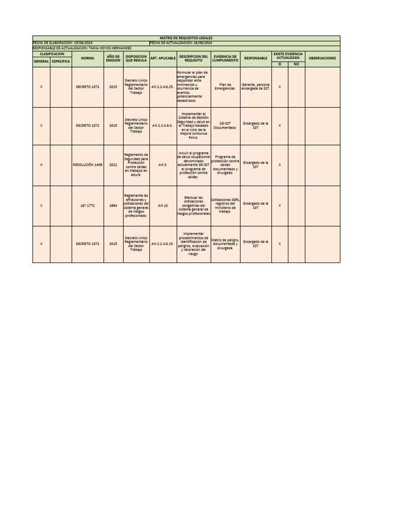 Matriz Legal Formato | PDF