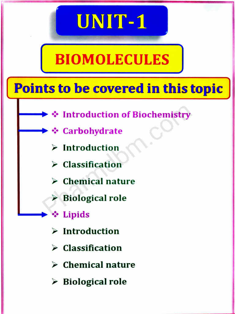 Biochemistry Unit 1 | PDF