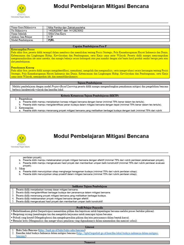 Modul Mitigasi Bencana Berbasis Kearifan Lokal | PDF