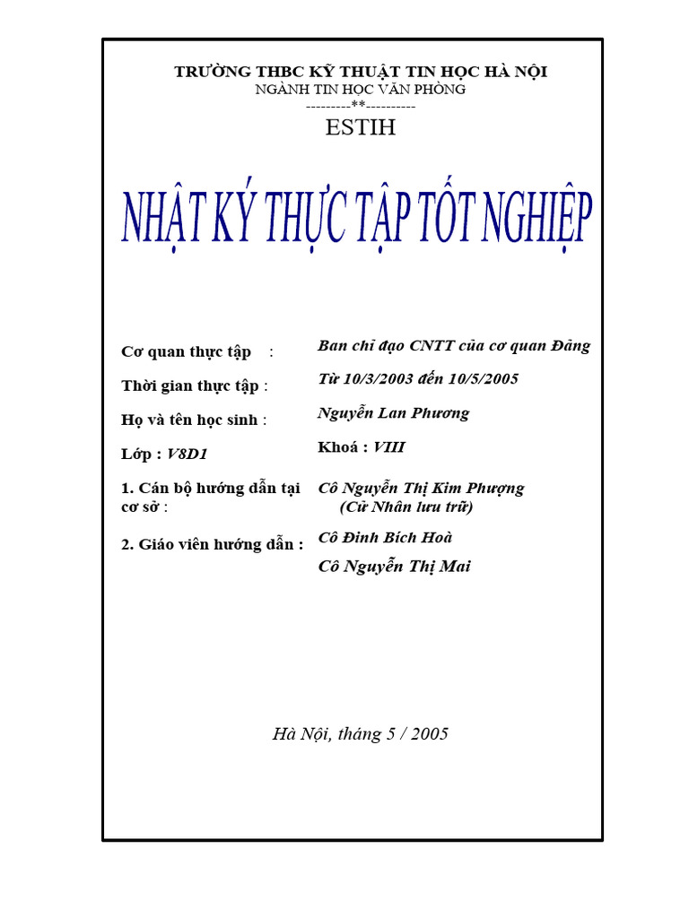 Estih: Trường Thbc Kỹ Thuật Tin Học Hà Nội | PDF