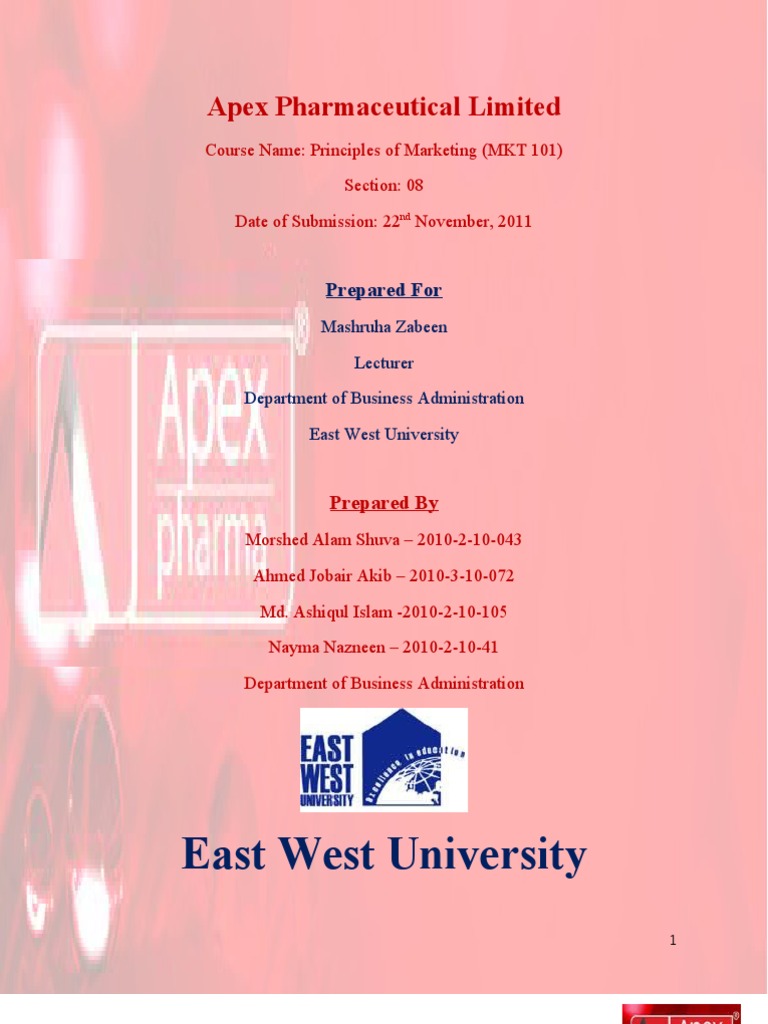 Apex Pharmaceutical Marketing Assaignment | PDF | Pharmaceutical ...