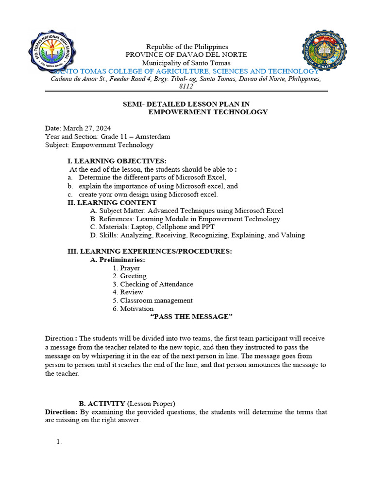 Amsterdam-Lesson-Plan-Microsoft-Excel - FINAL | PDF | Spreadsheet ...