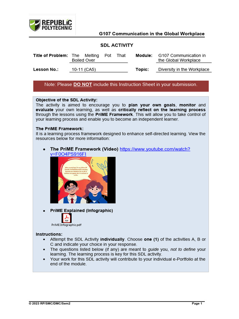 G107 L10-11 SDL Activity | PDF | Learning | Behavior Modification