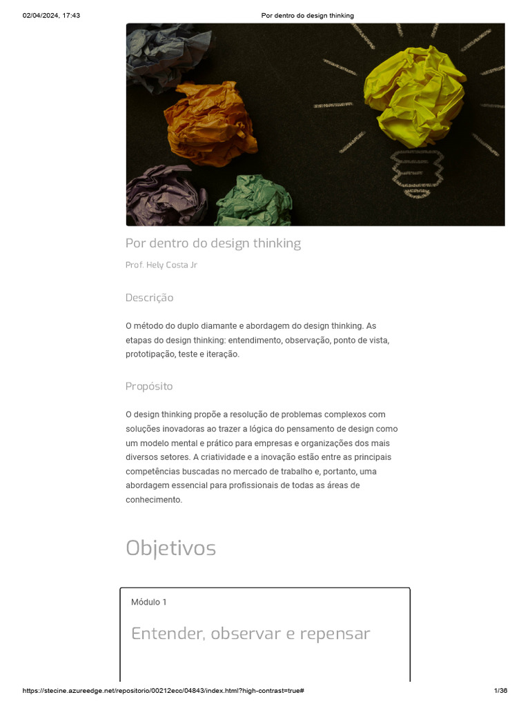 Design Thinking: Etapas e Aplicações | PDF | Design Thinking | Empatia