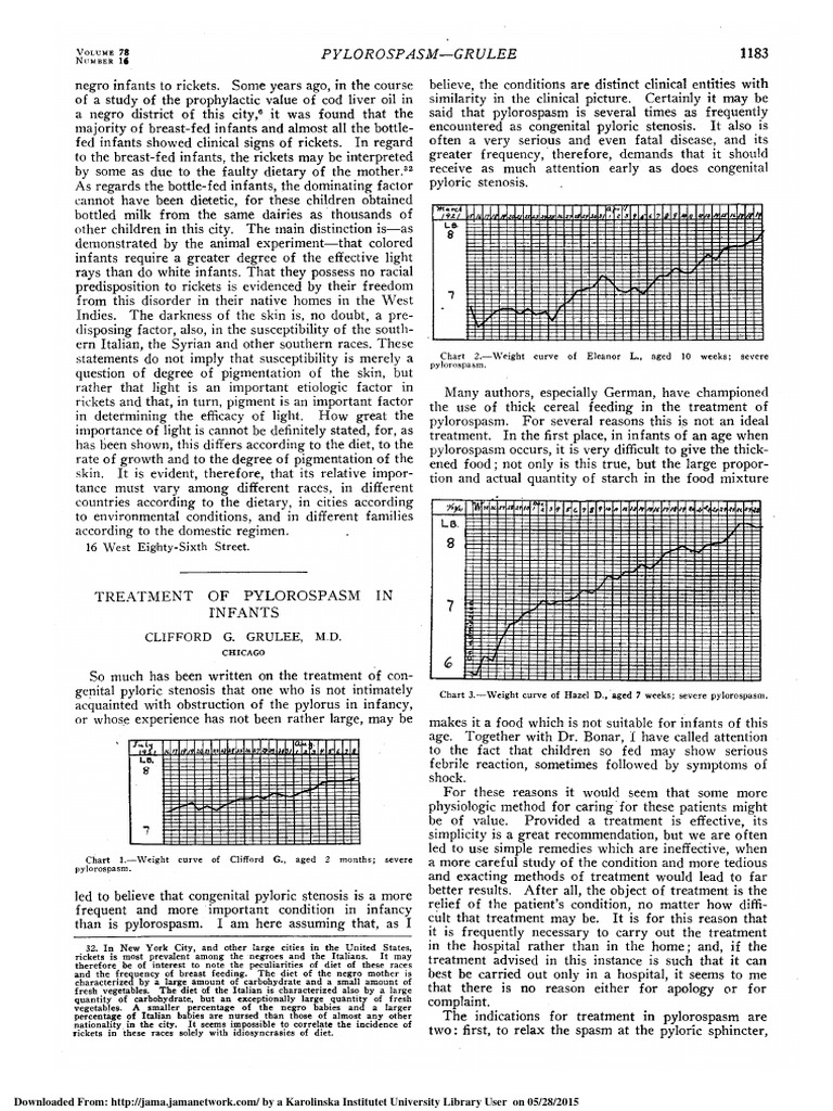 Treatment of Pylorospasm in Infants 1922 | PDF | Breastfeeding | Stomach