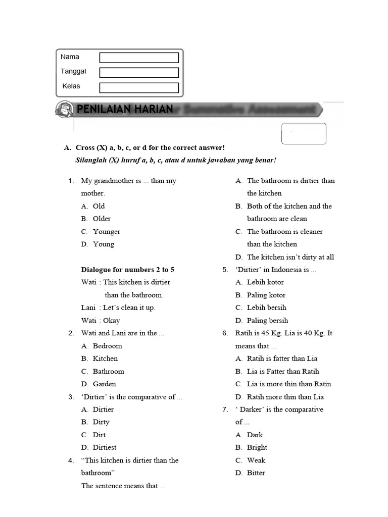 Comparative Adjectives Practice Quiz | PDF
