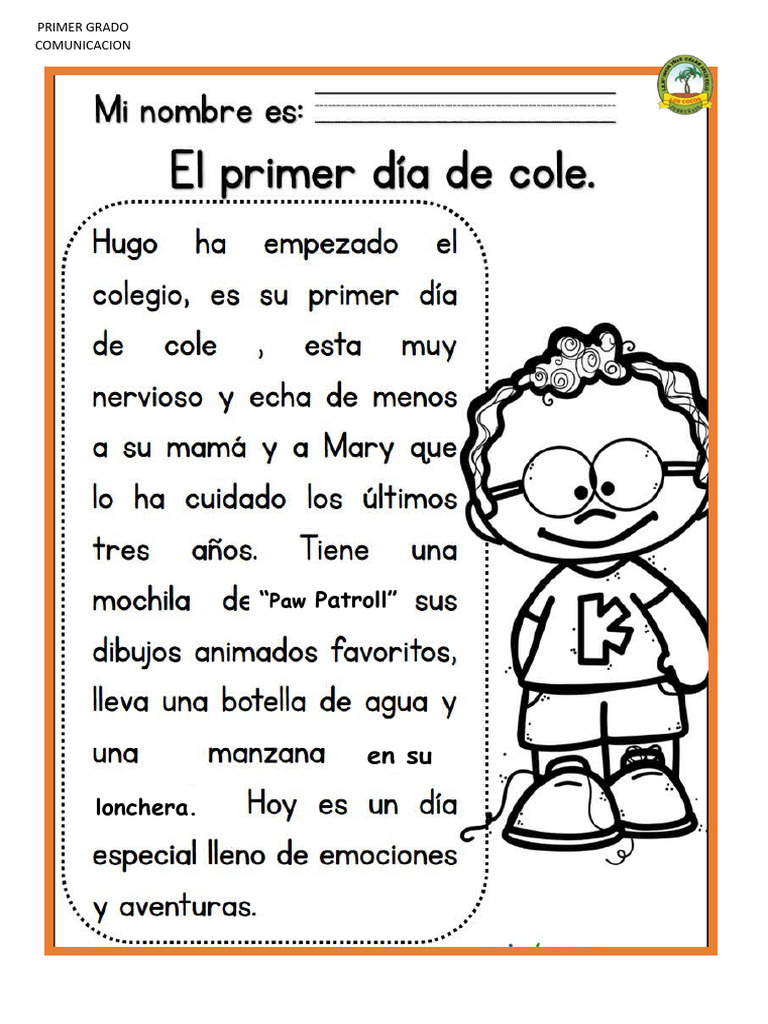 CUENTO Mi primer dia de clase | PDF