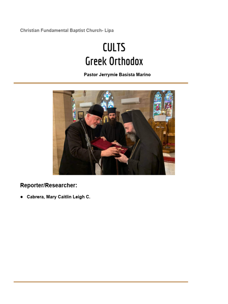 Greek Orthodox | PDF | Eastern Orthodox Church | Pope