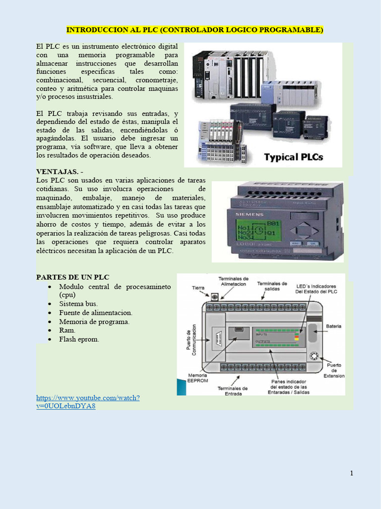 Introduccion A PLC | PDF | Controlador lógico programable | Lenguaje de ...