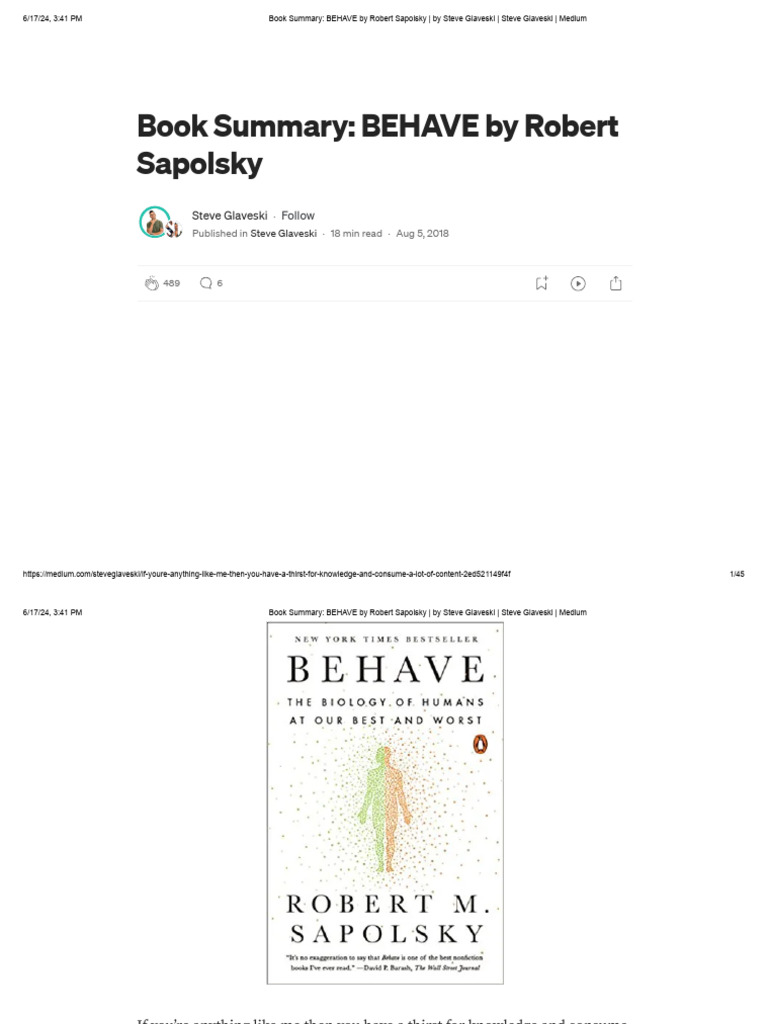 Summary of "Behave" by Sapolsky | PDF | Empathy | Conservatism