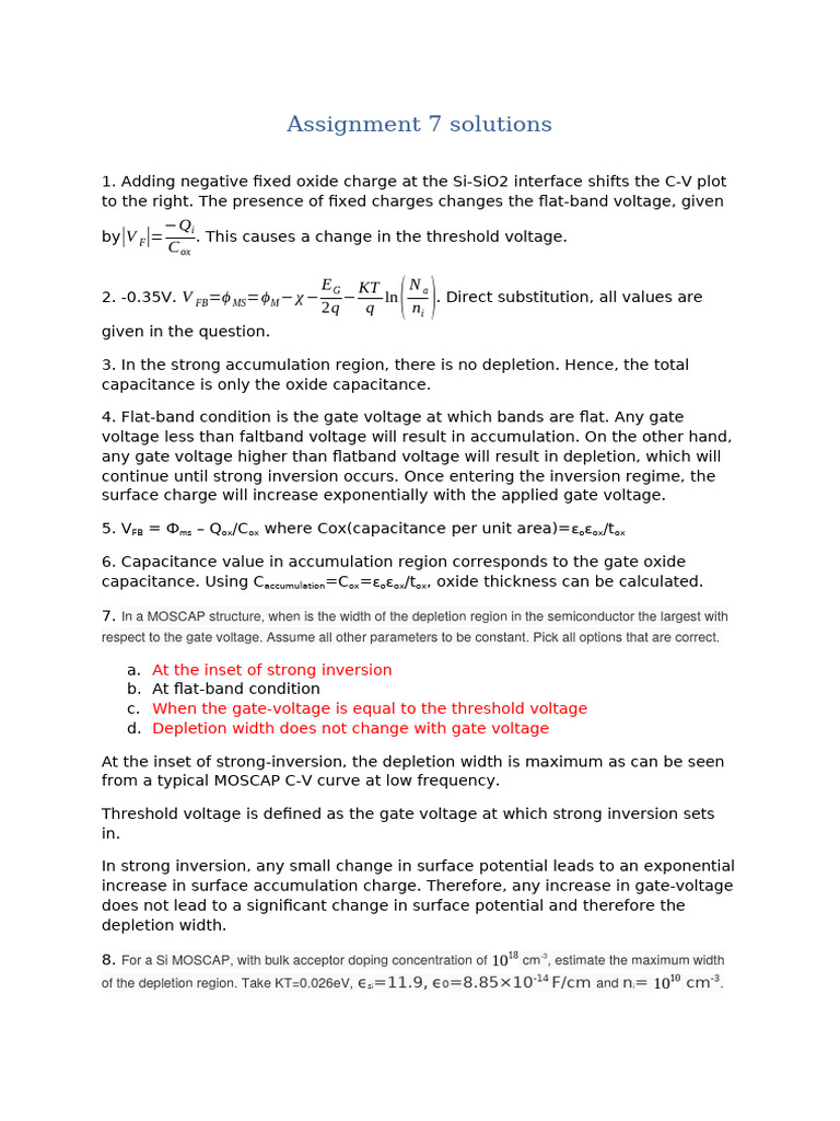 2021 Assignment7 Solution | PDF | Electronic Engineering | Condensed Matter Physics
