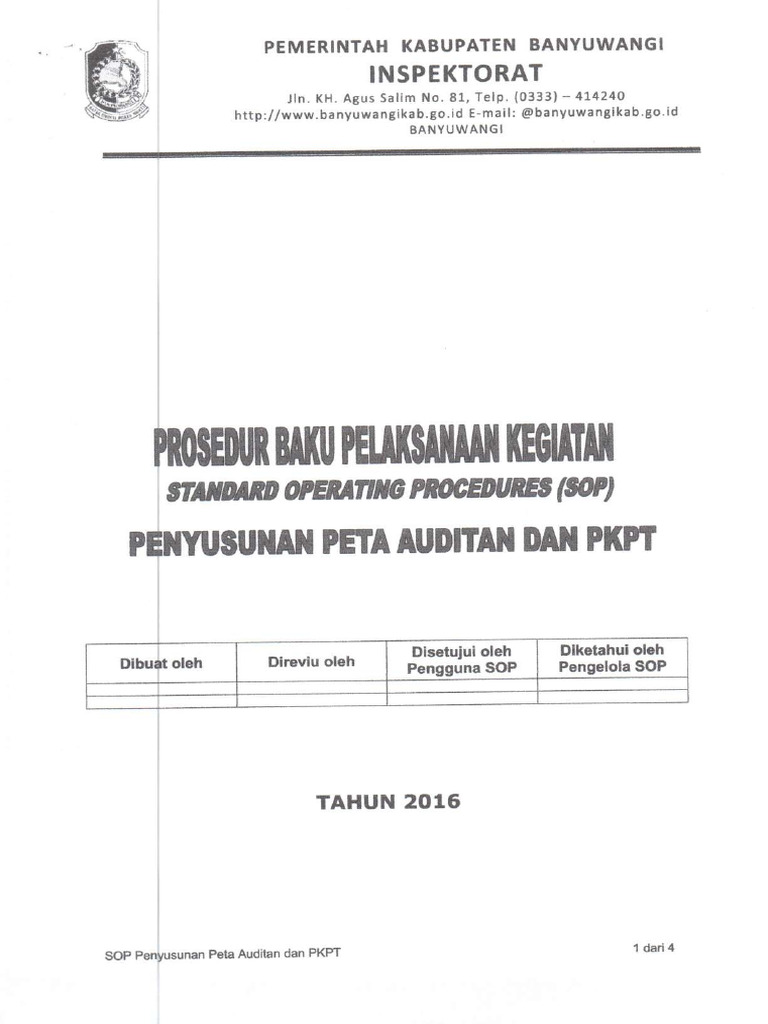 Sop Penyusunan Peta Dan PKPT | PDF