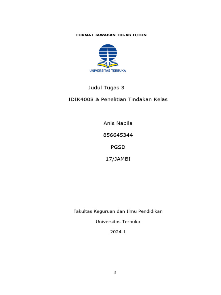 Contoh Laporan PTK - Tugas 3 | PDF | Karier & Perkembangan