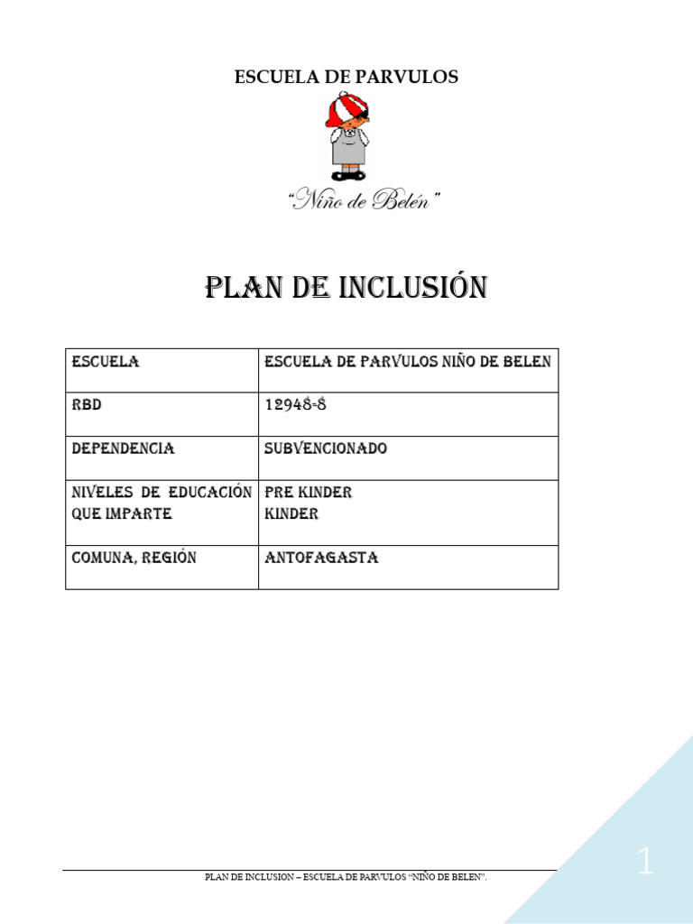 Plan de Inclusion | PDF | Educación de la primera infancia | Inclusión ...