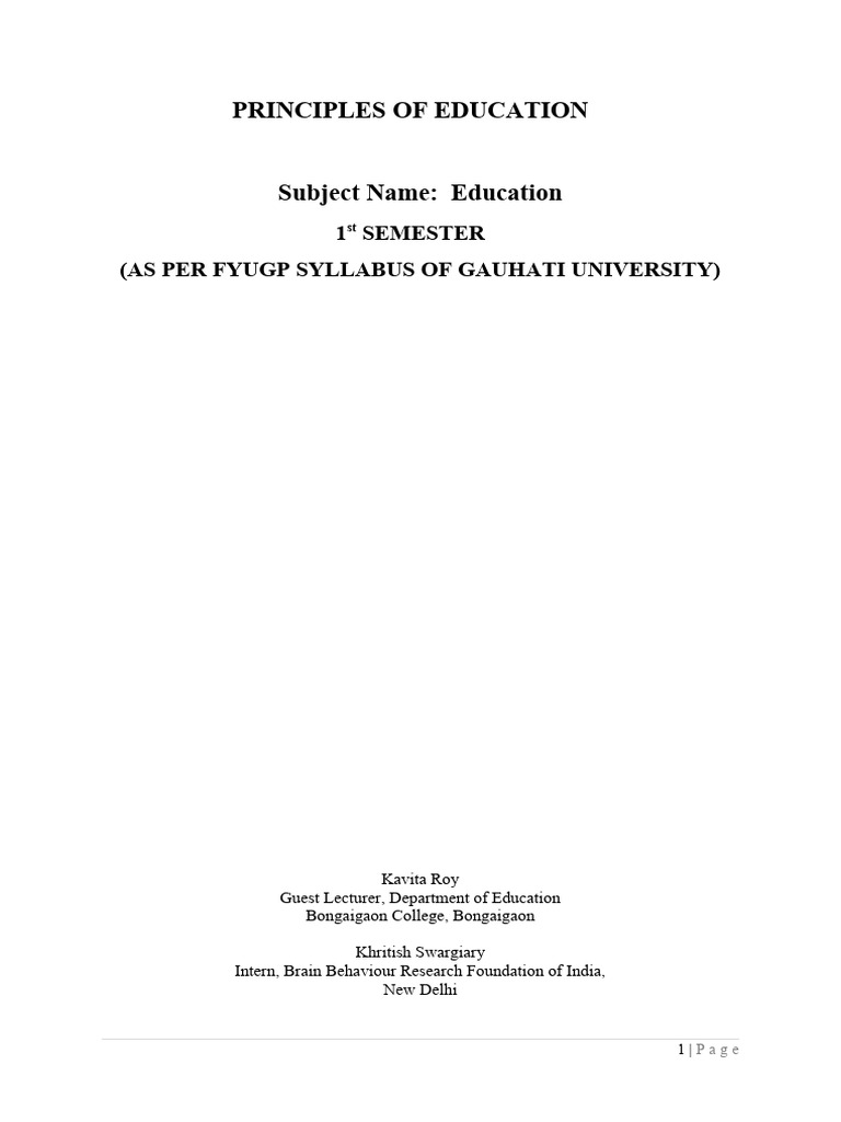 Principles of Education First Semester | PDF | Philosophy Of Education ...