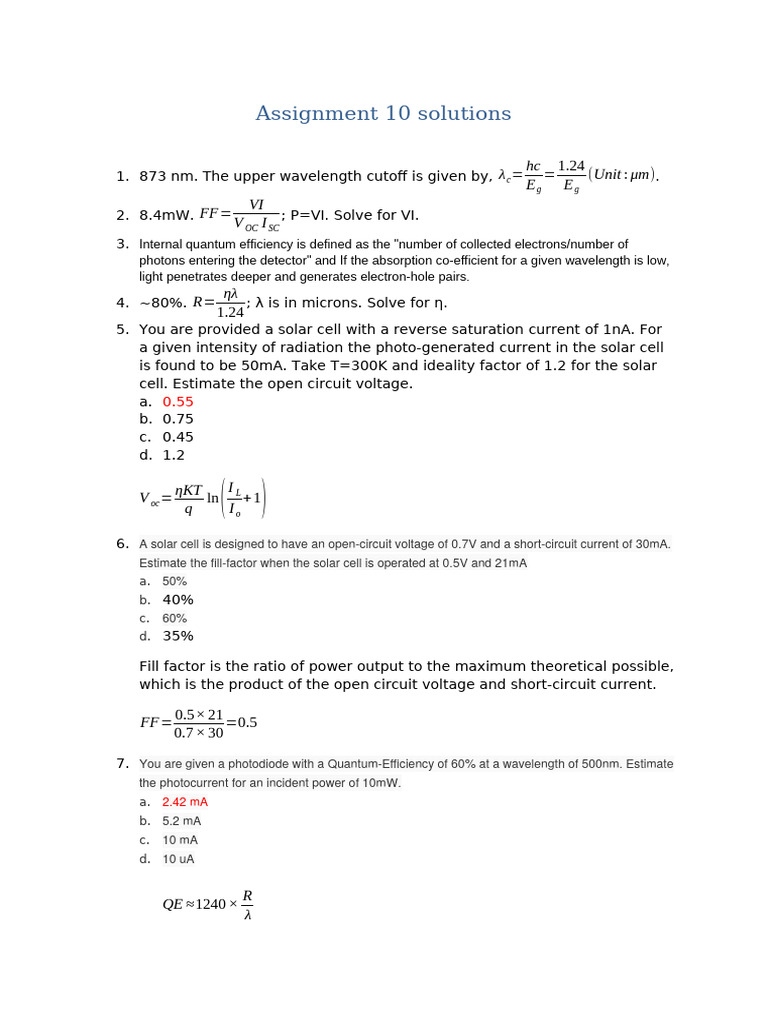 2021 Assignment10 Solution | PDF | Electrical Engineering | Electronics