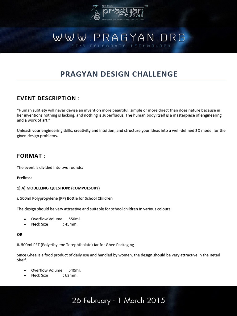 Pragyan Design Challenge Pragyan'15 | PDF | Computer Aided Design ...