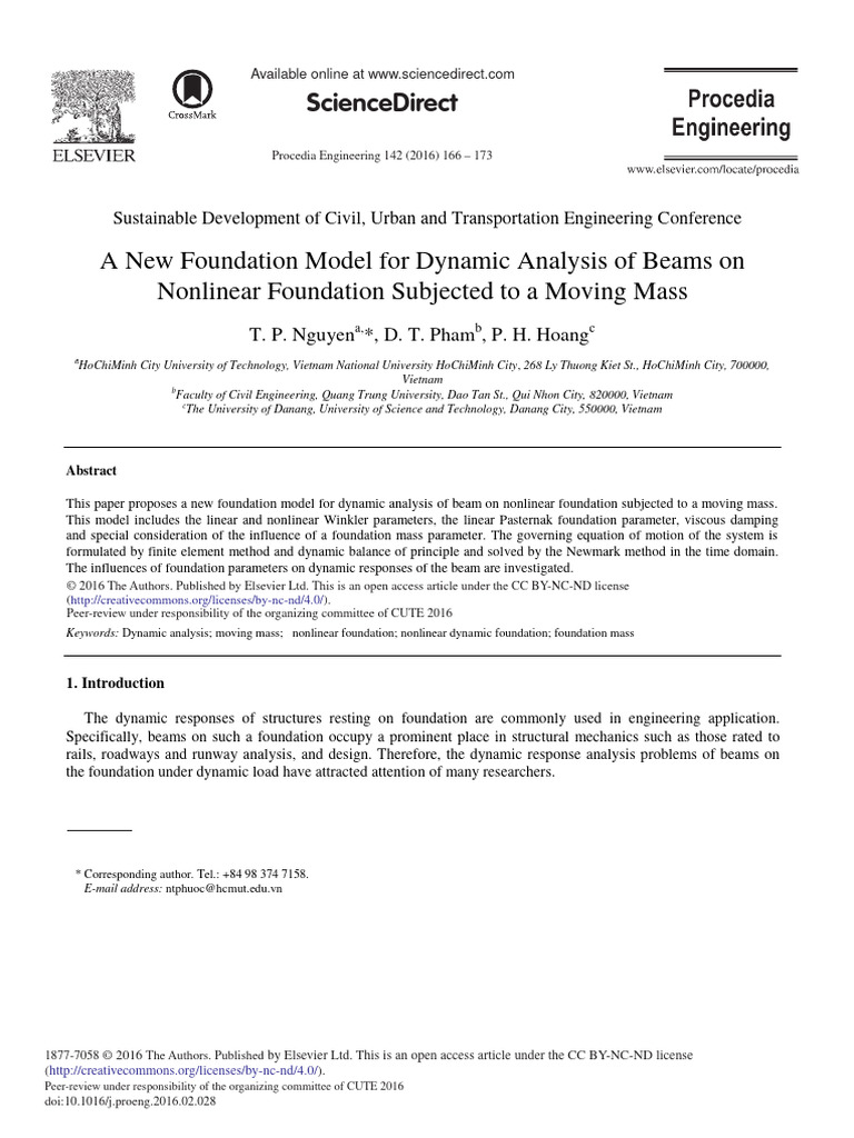 A New Foundation Model for Dynamic Analysis of Beams on Nonlinear Foundation Subjected to a ...