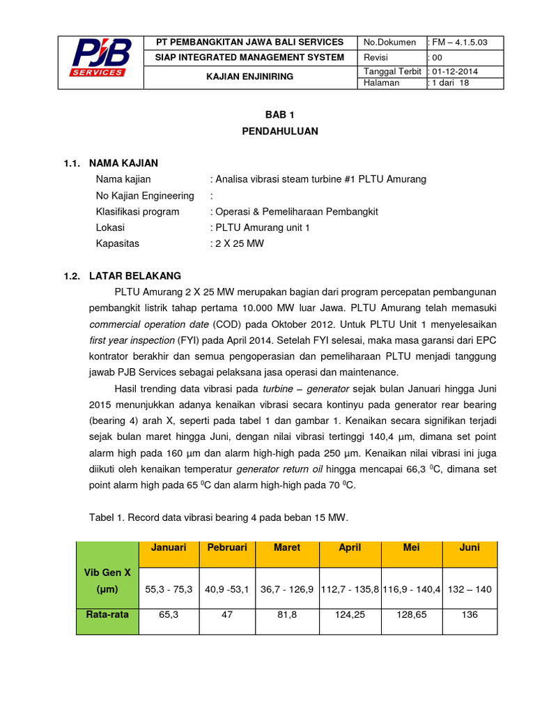 Analisis Vibrasi Turbin PLTU Amurang | PDF