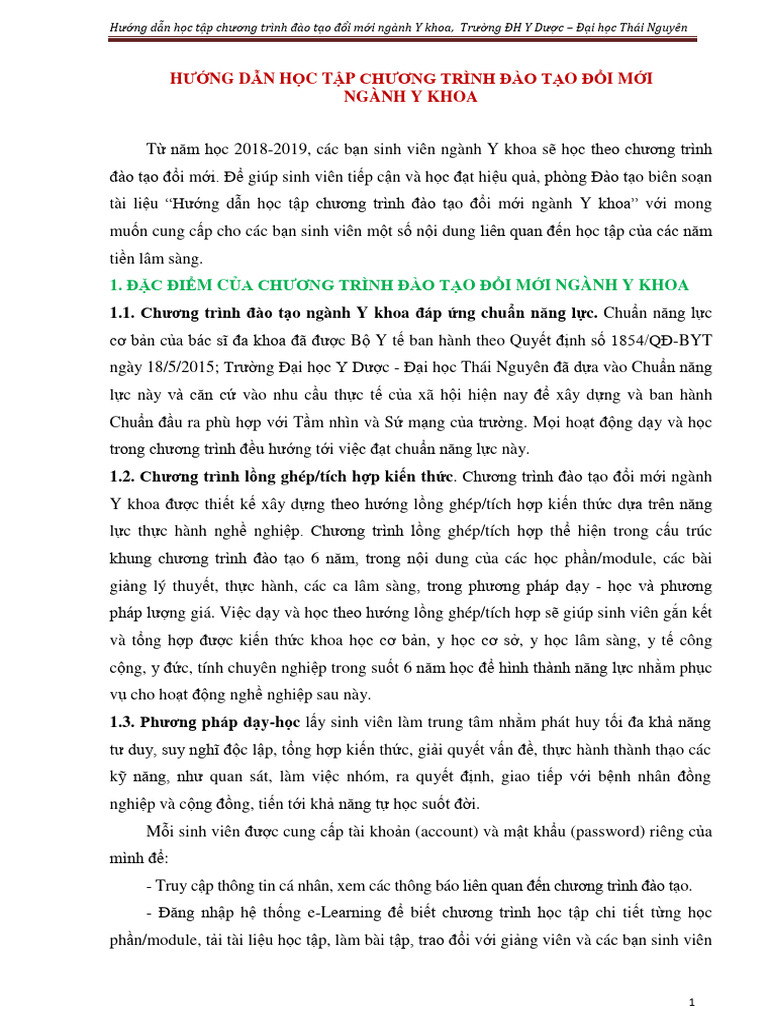 Huong Dan Hoc Tap Chuong Trinh Y Khoa Doi Moi | PDF