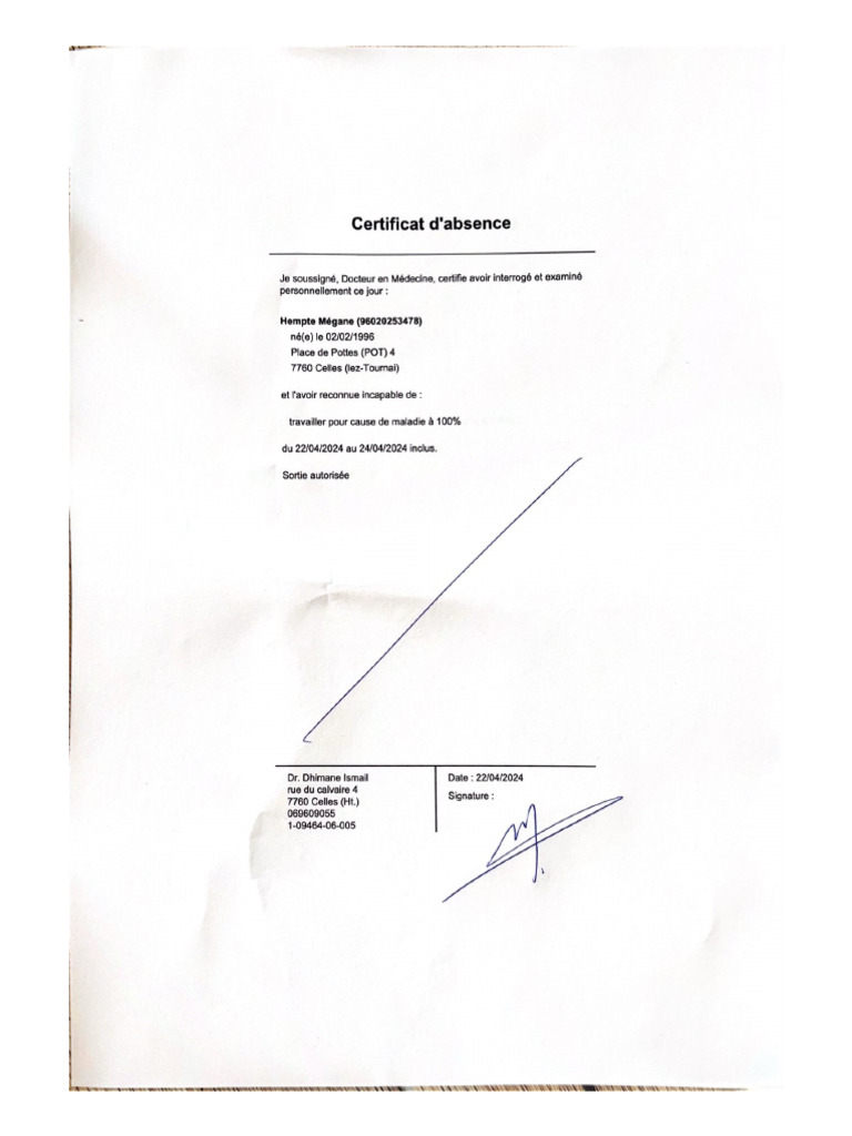 Certificat D'absence 3 | PDF