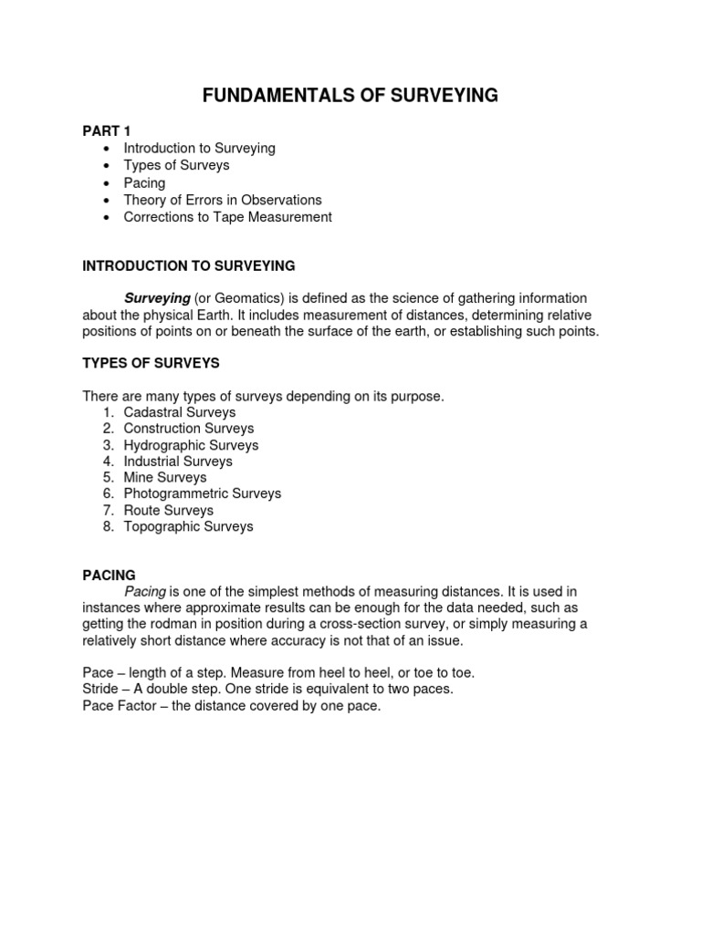 Module No. 1 - Fundamentals of Surveying | Download Free PDF ...
