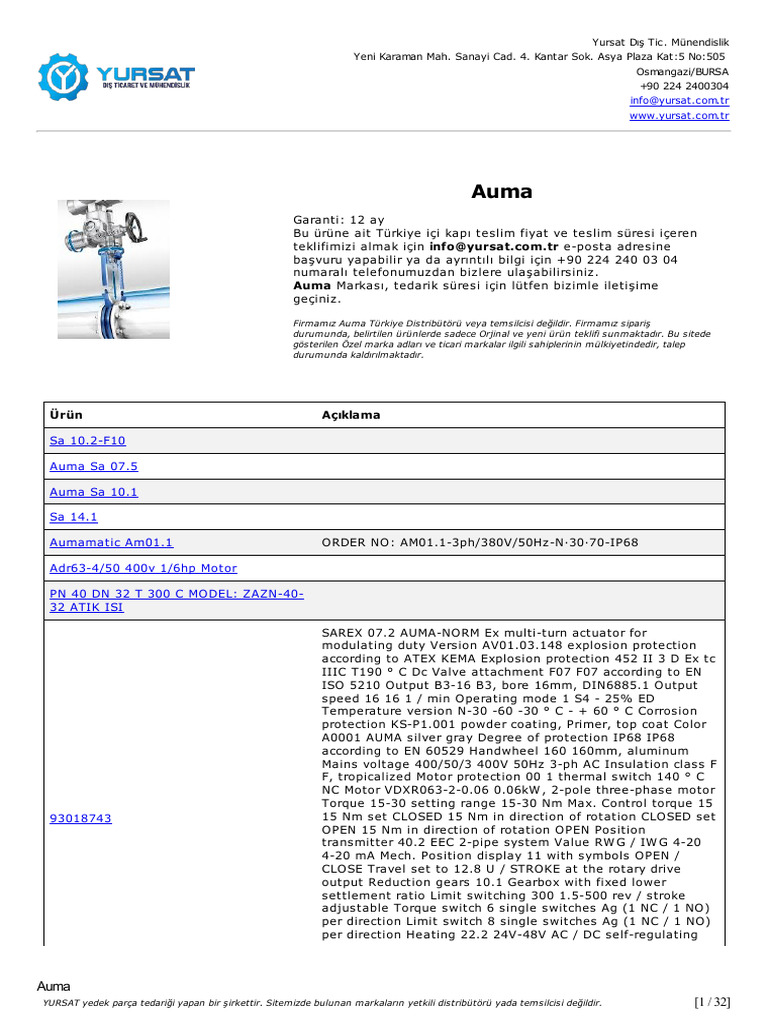 Auma | PDF | Electric Motor | Alternating Current