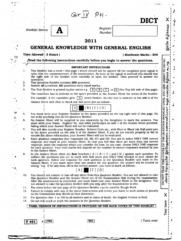 Tamilnadupsc Group4 | PDF