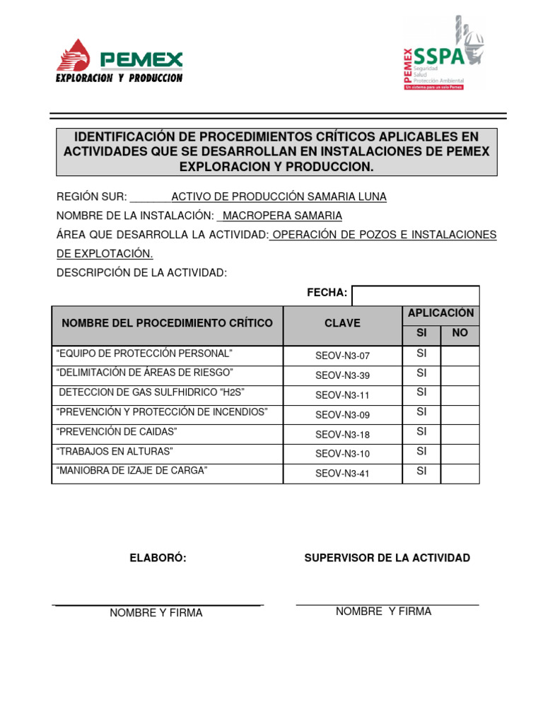 4- FORMATO DE IDENTIFICACIÓN DE PROCEDIMIENTOS CRITICOS - copia | PDF 4- FORMATO DE IDENTIFICACIÓN DE PROCEDIMIENTOS CRITICOS - copia | PDF
