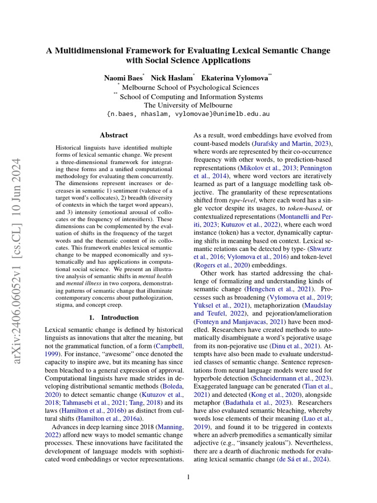 A Multidimensional Framework for Evaluating Lexical Semantic Change with Social Science ...