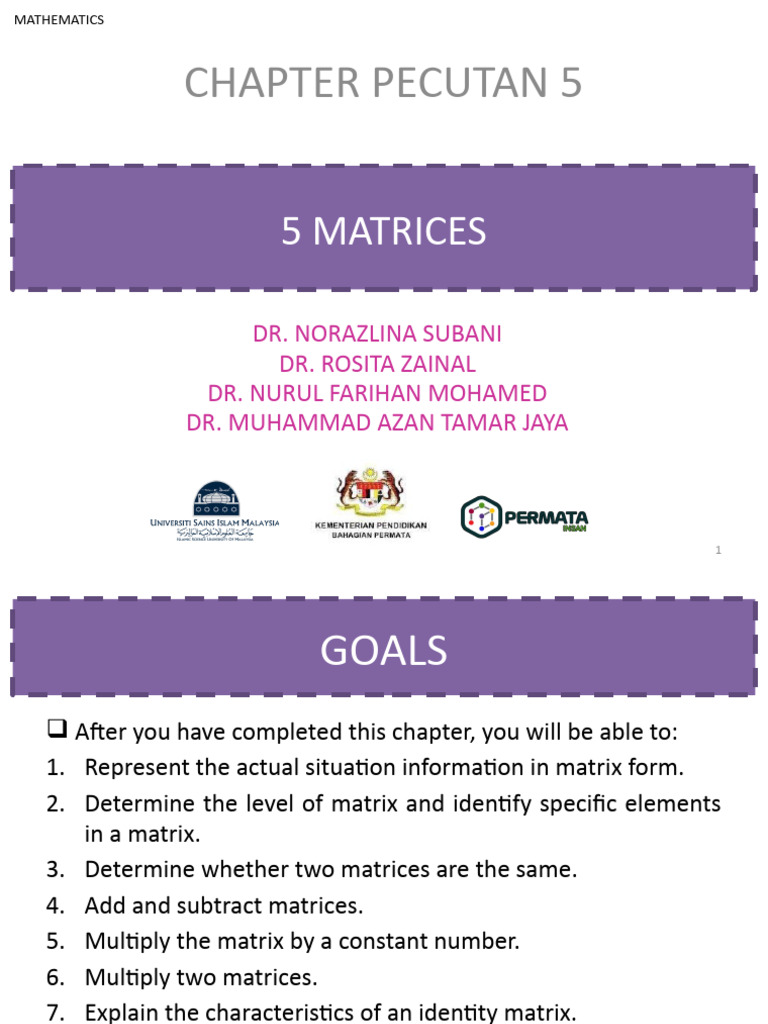 CH Pecutan 5 - Matrices | PDF | Matrix (Mathematics) | System Of Linear ...