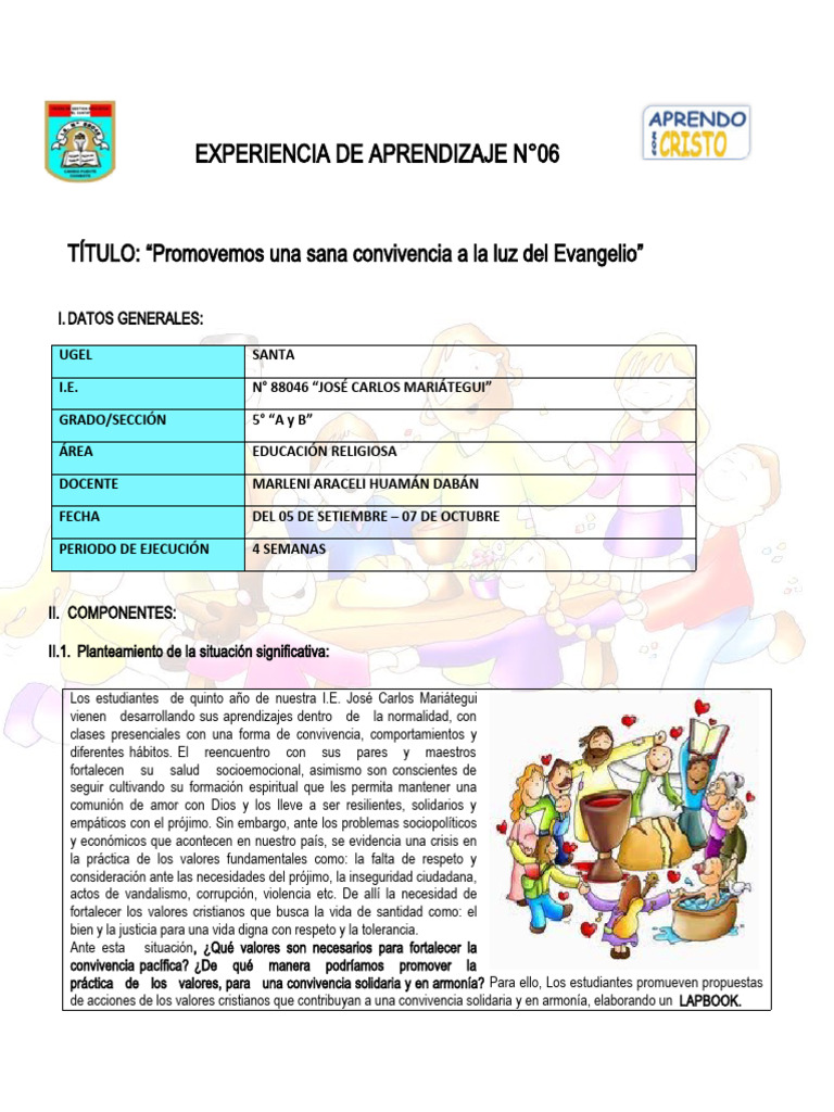 Experiencia de Aprendizaje #6 - Quinto | PDF | Pecado | Aprendizaje