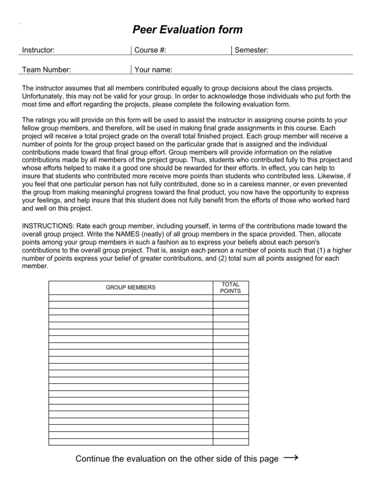 Peer Evaluation Form 01 | Download Free PDF | Social Psychology | Cognition