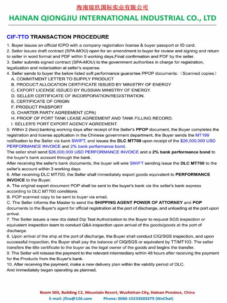 Cif-Tto Transaction Procedure | PDF