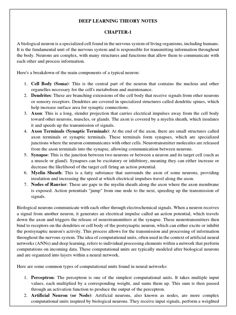 Deep Learning Theory Notes | PDF | Artificial Neural Network | Axon
