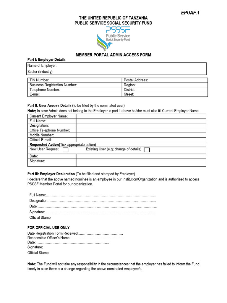 63 Adminportalaccessform | PDF