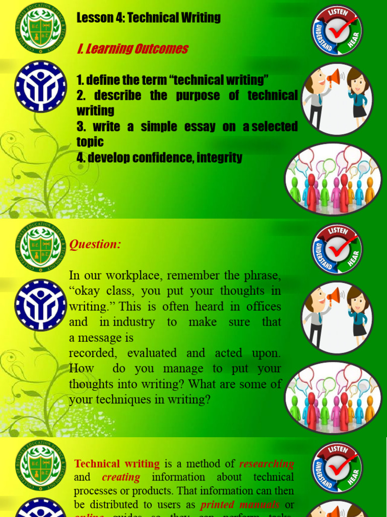 Lesson 4 Technical Writing | PDF | Writing | Written Communication Lesson 4 Technical Writing | PDF | Writing | Written Communication