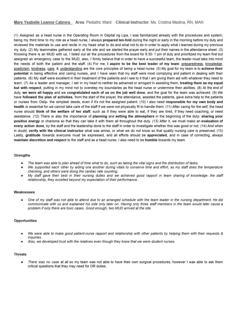 SWOT.OR | PDF | Nursing | Patient
