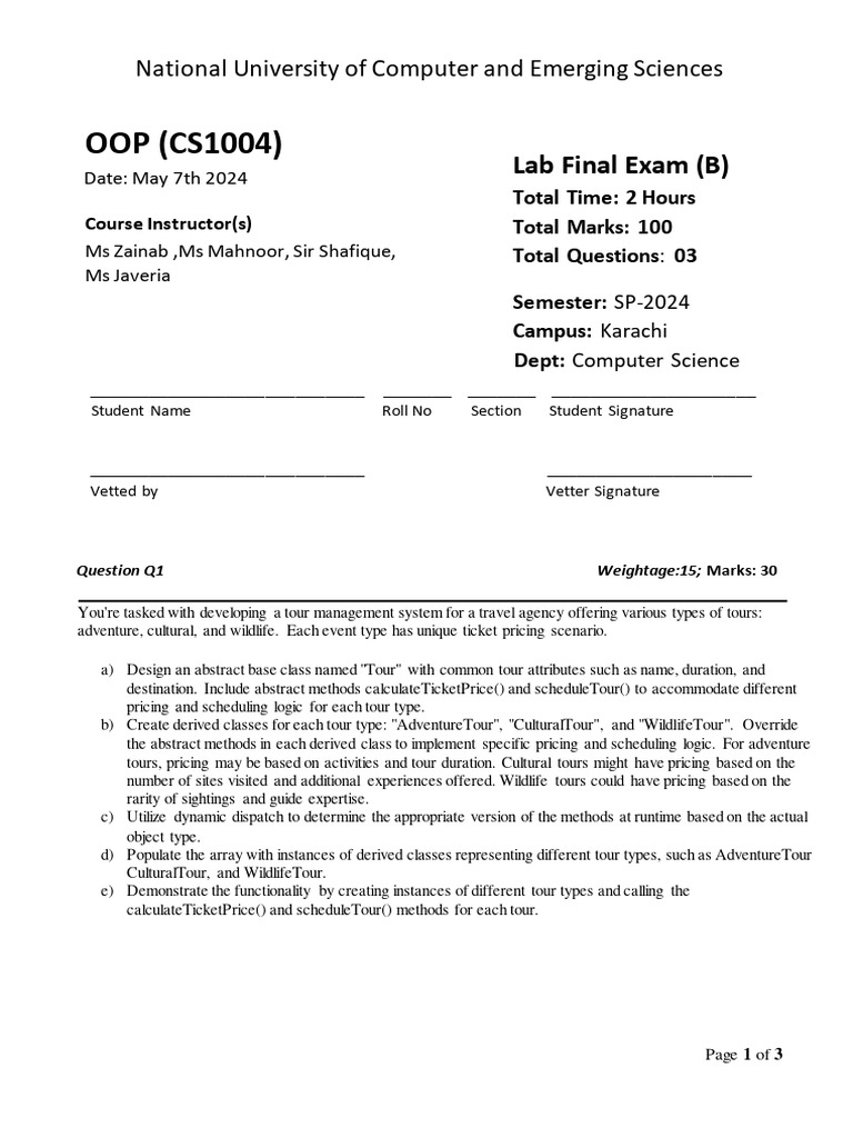 Oop Final Paper B Pdf Method Computer Programming Class Computer Programming