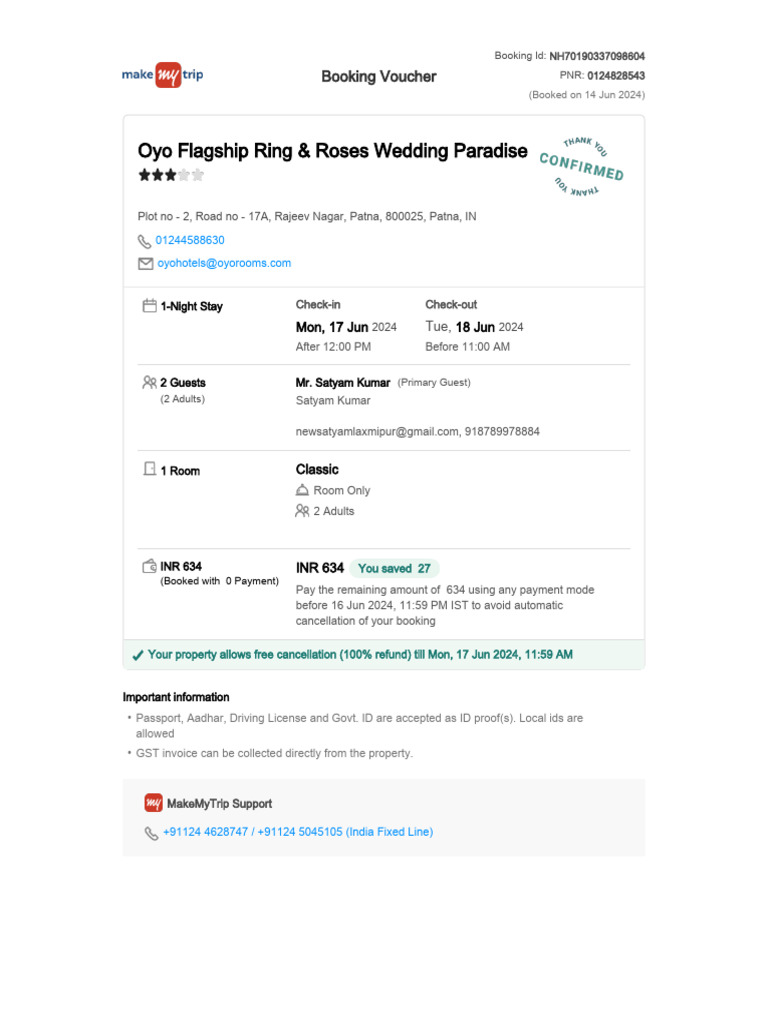 Booking Confirmation Voucher-2 | PDF