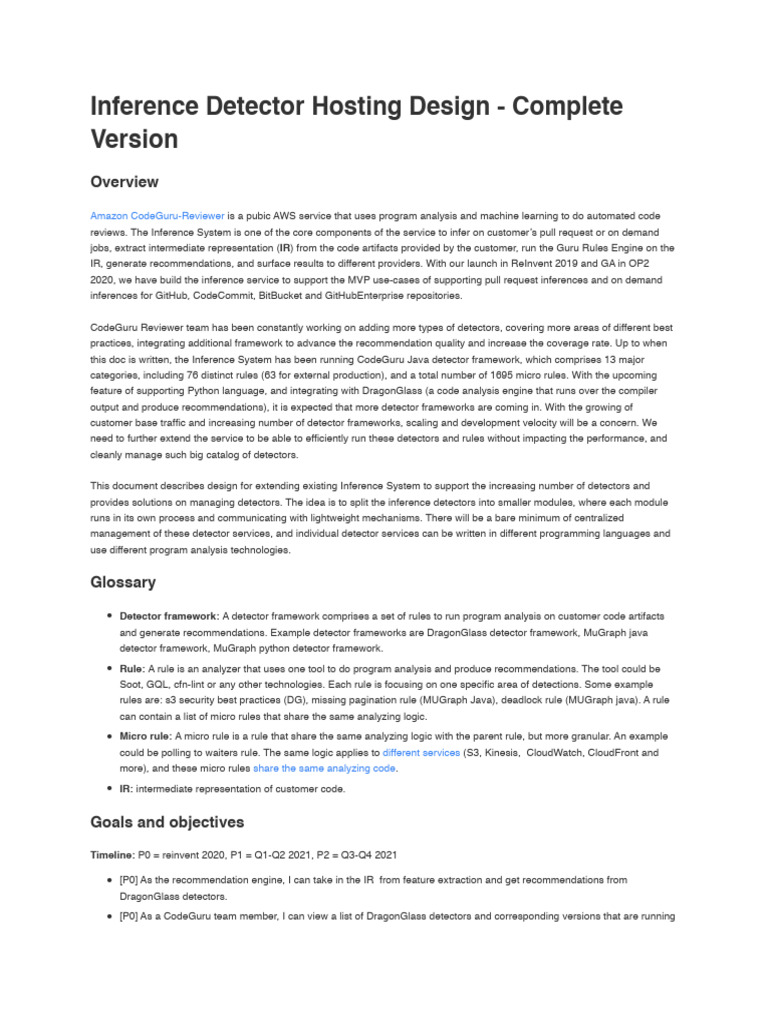 Inference Detector Hosting Design Complete Version Pdf Operating 4170