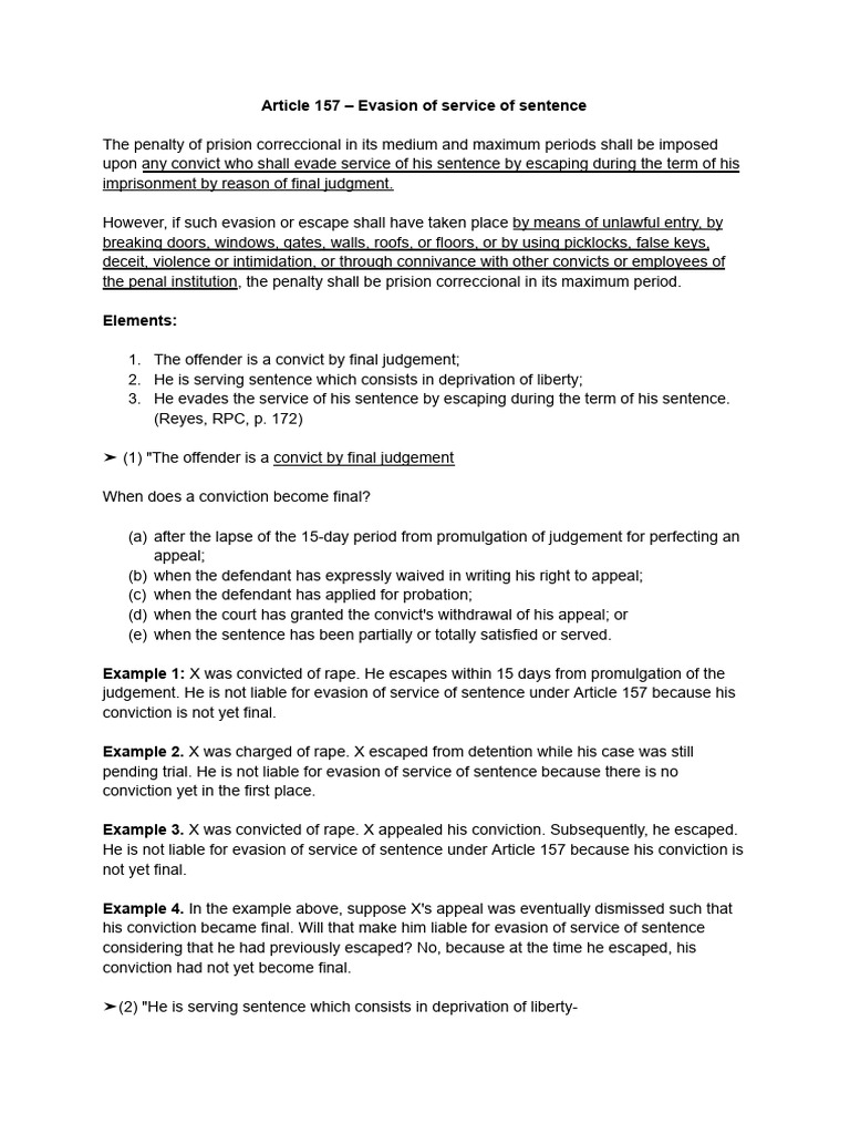 Article 157 - Evasion of Service of Sentence-Revised Penal Code ...